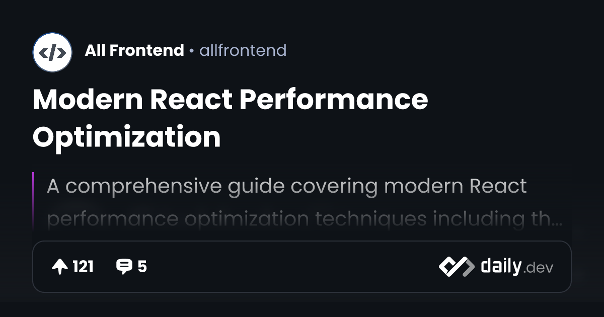 Modern React Performance Optimization | daily.dev