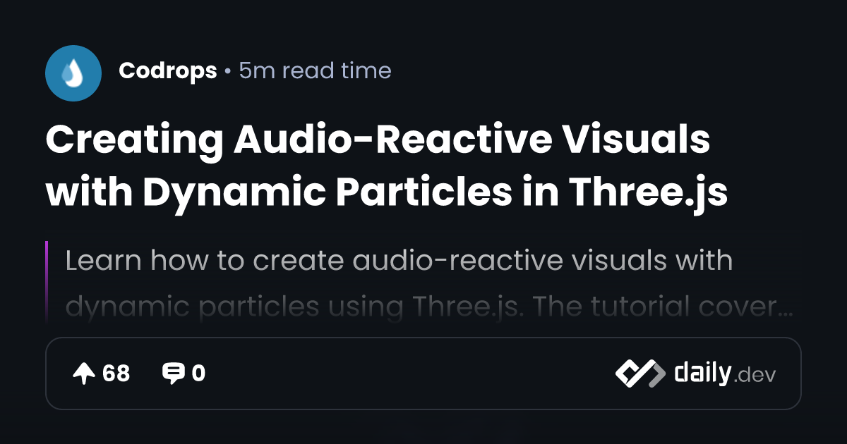 Creating Audio-Reactive Visuals with Dynamic Particles in Three.js ...