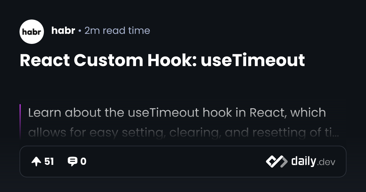 React Custom Hook Usetimeout Daily Dev