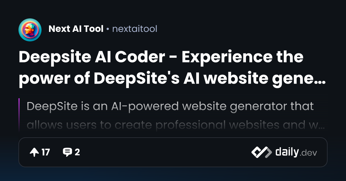 Deepsite AI Coder - Experience the power of DeepSite's AI website generation in real-time ...