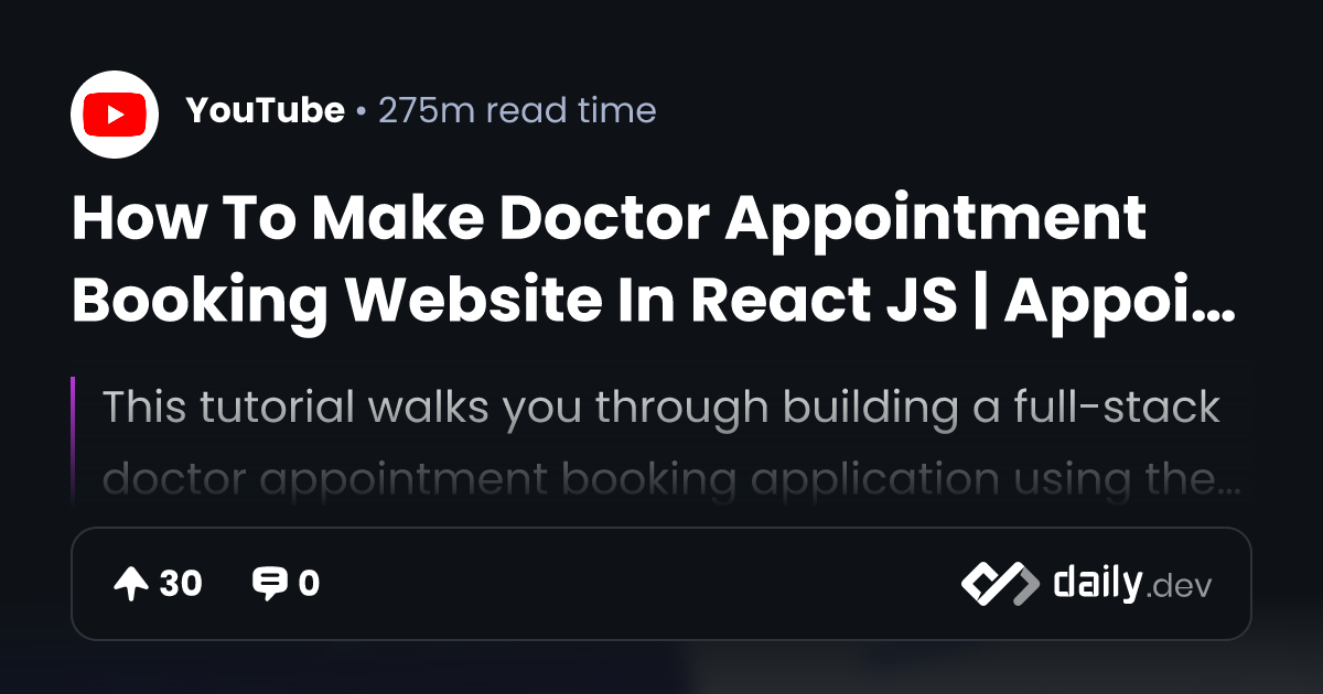 How To Make Doctor Appointment Booking Website In React JS ...