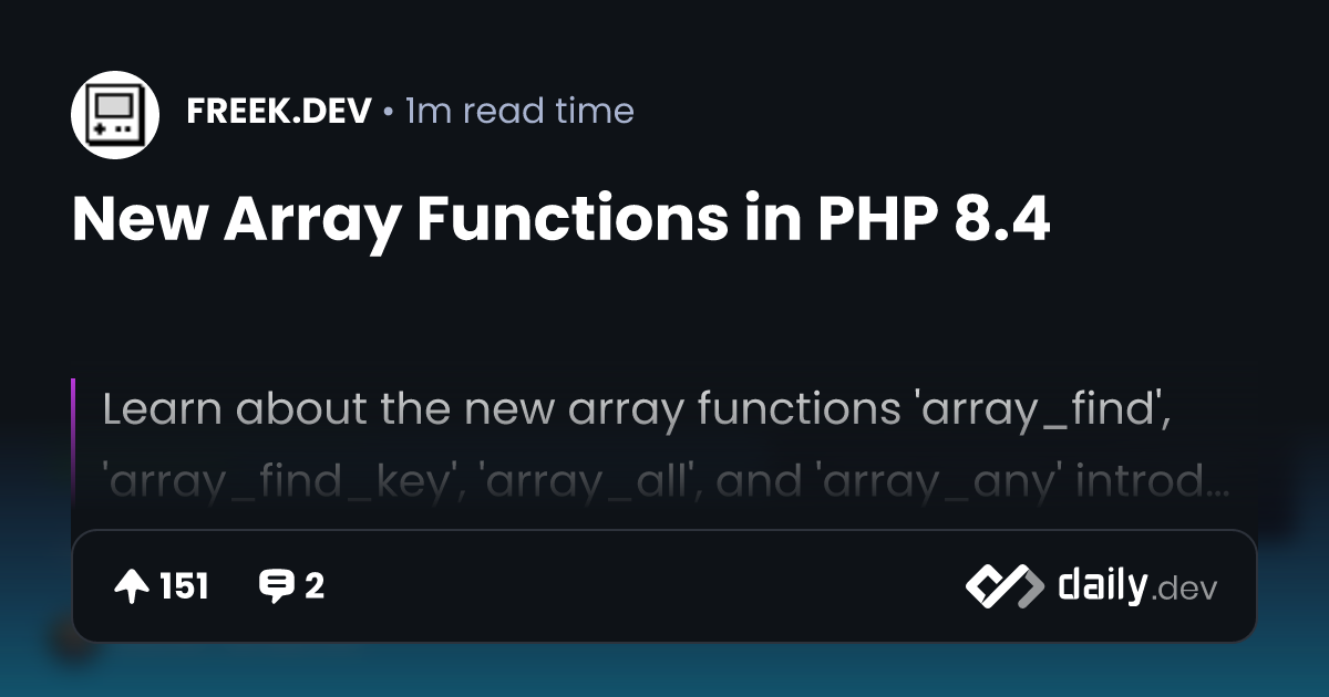 New Array Functions In Php 84 Dailydev 7080
