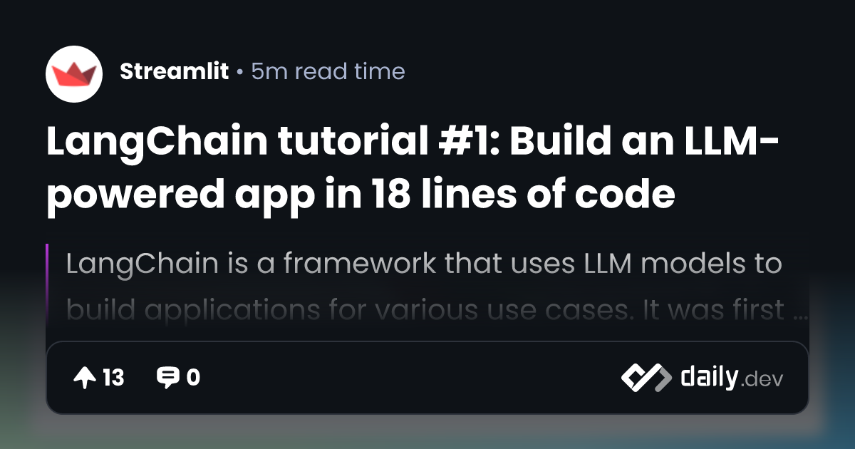 LangChain tutorial #1: Build an LLM-powered app in 18 lines of code ...