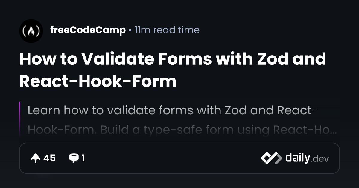 How To Validate Forms With Zod And React Hook Form Dailydev