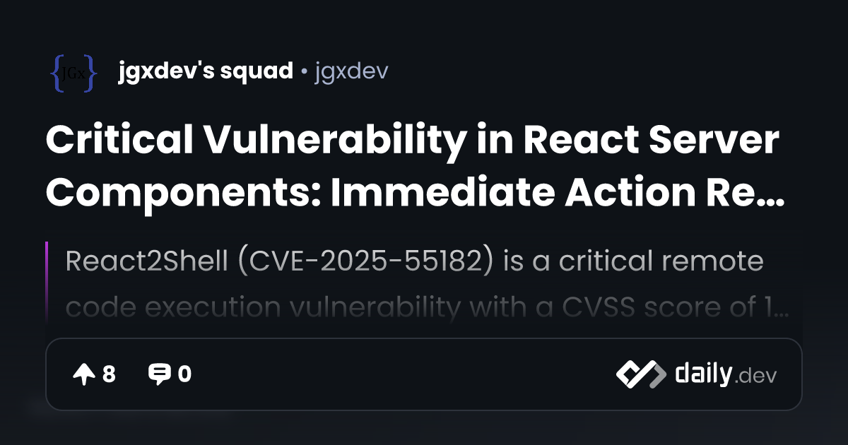 Critical Vulnerability in React Server Components: Immediate Action ...