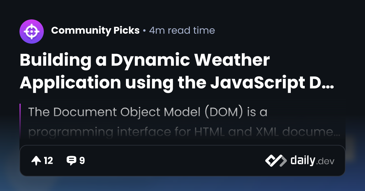 Building a Dynamic Weather Application using the...
