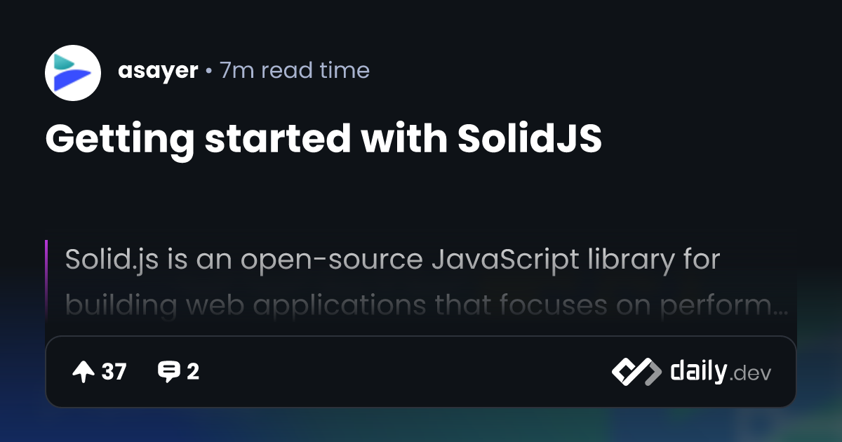 Getting started with SolidJS | daily.dev