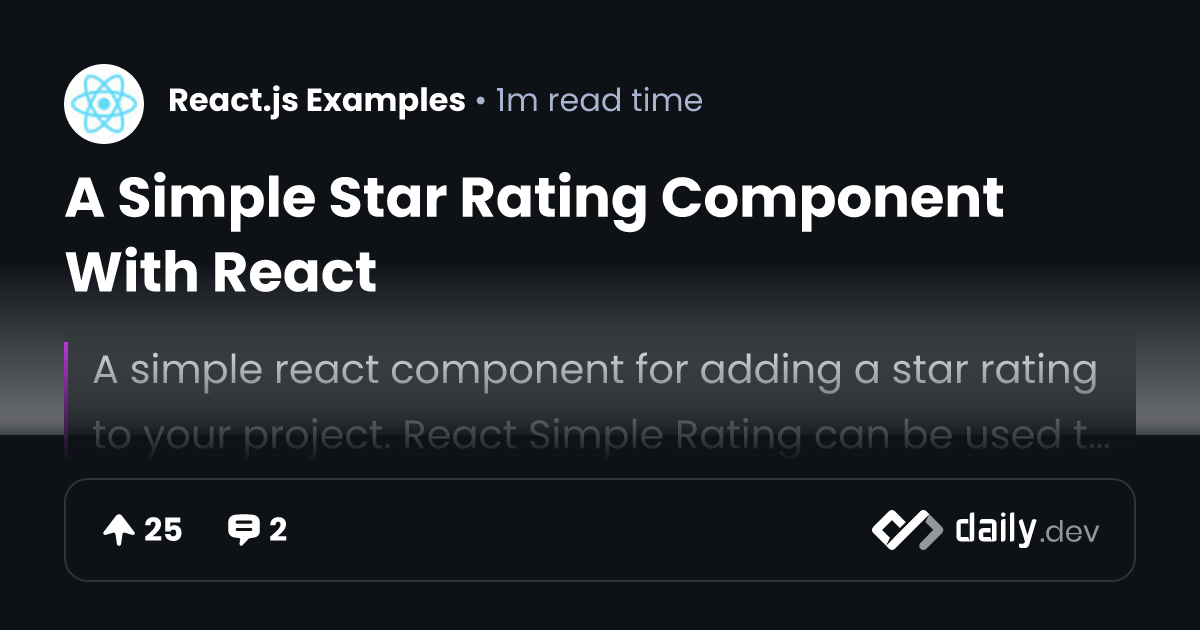 A Simple Star Rating Component With React | daily.dev