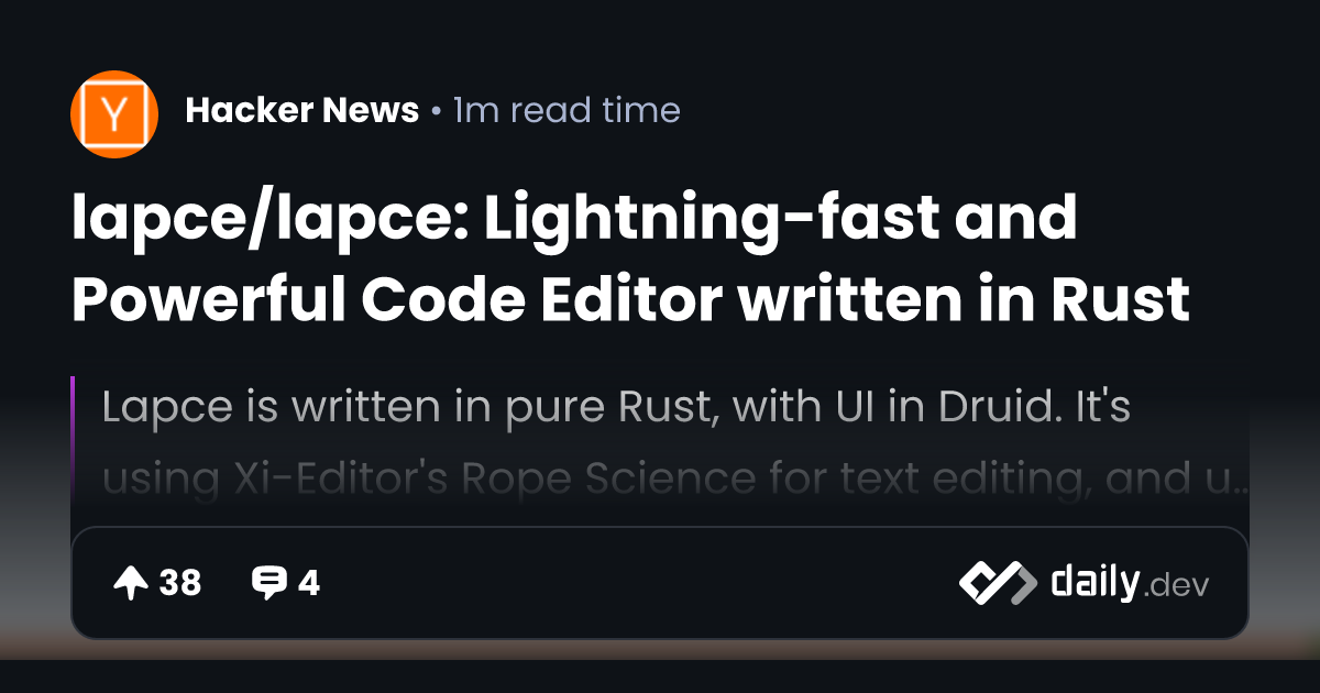 Lapce Lapce Lightning Fast And Powerful Code Editor Written In Rust