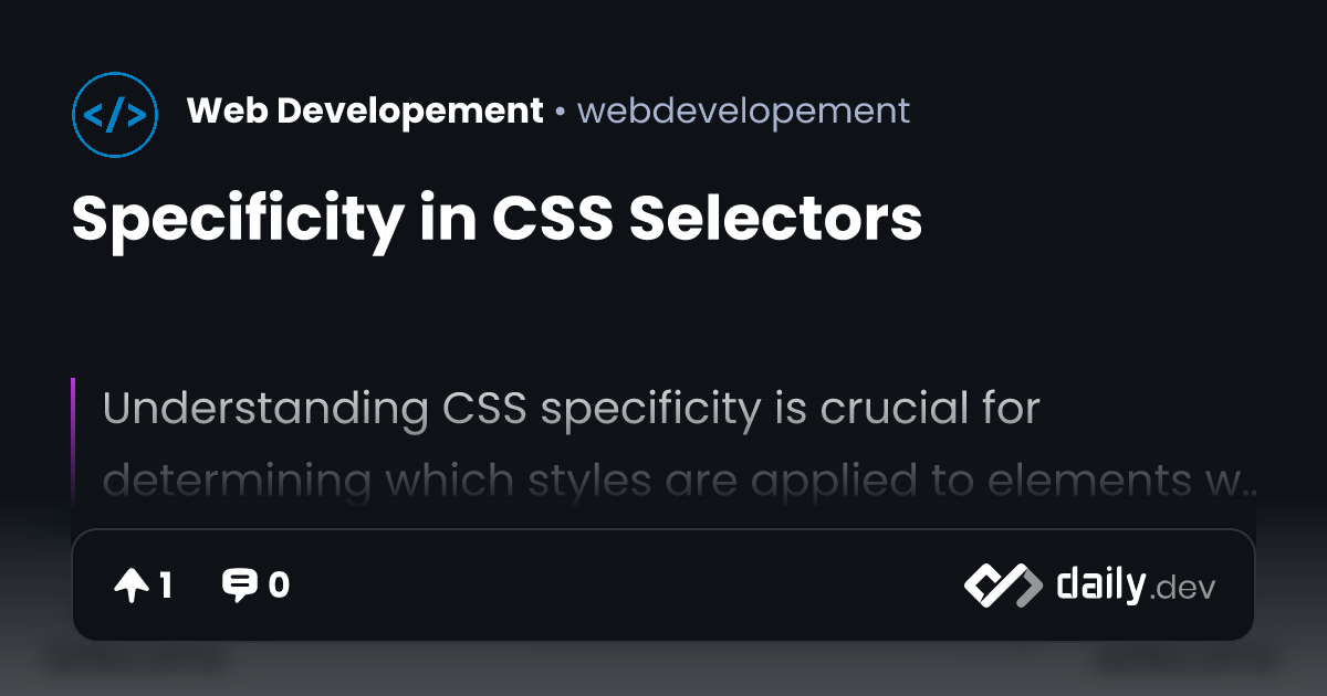 Specificity in CSS Selectors | daily.dev
