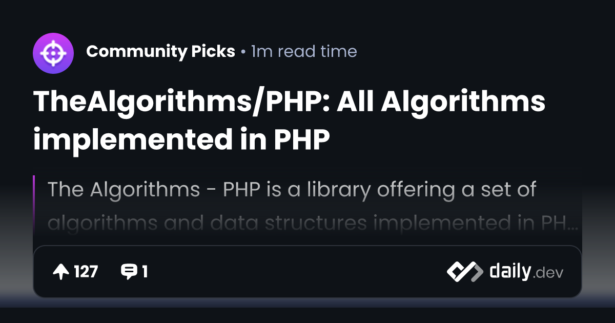 Thealgorithmsphp All Algorithms Implemented In Php Dailydev 