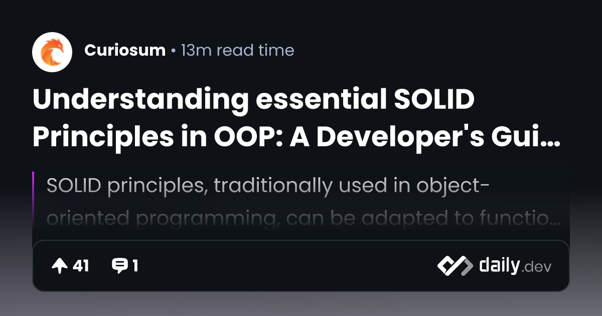 Understanding essential SOLID Principles in OOP: A Developer's Guide ...