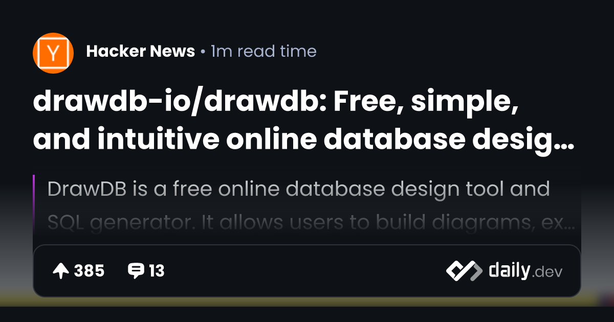 Drawdb Io Drawdb Free Simple And Intuitive Online Database Design Tool And Sql Generator