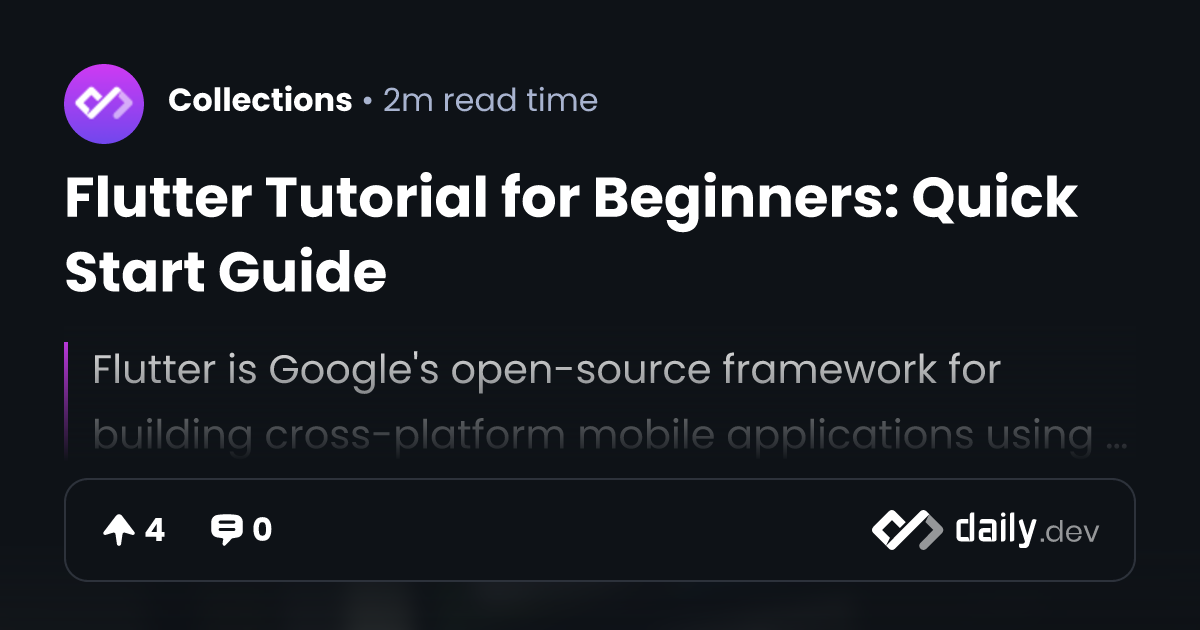 Flutter Tutorial for Beginners: Quick Start Guide