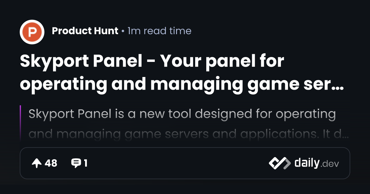 Skyport Panel - Your panel for operating and managing game servers ...