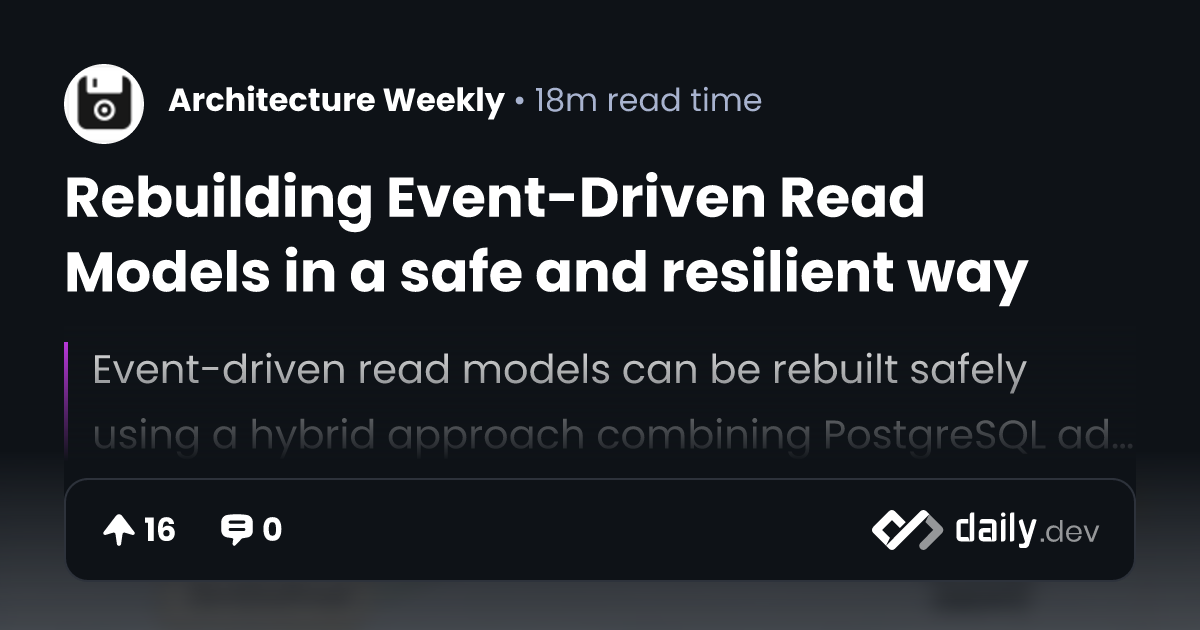 Rebuilding Event-Driven Read Models in a safe and...