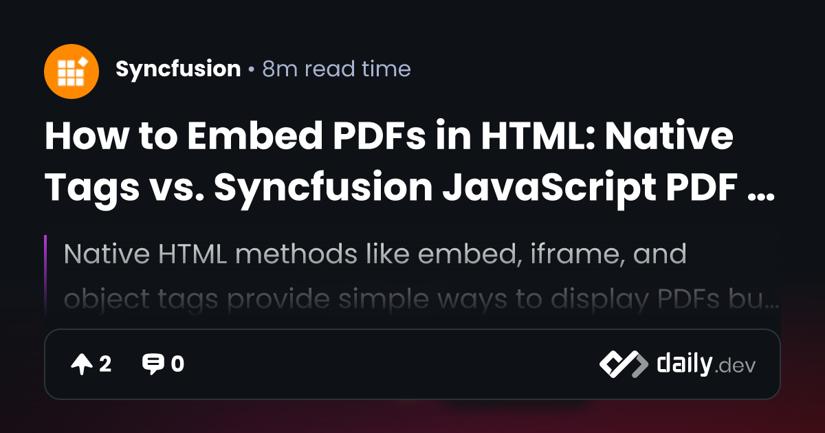 How to Embed PDFs in HTML: Native Tags vs. Syncfusion...