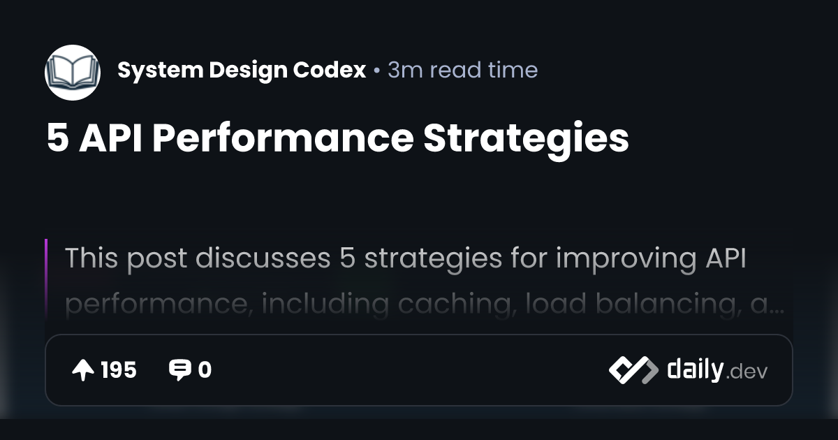 5 API Performance Strategies | daily.dev
