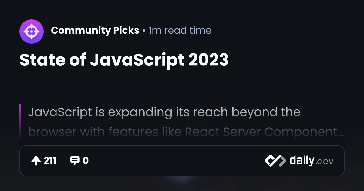 State of JavaScript 2023 | daily.dev