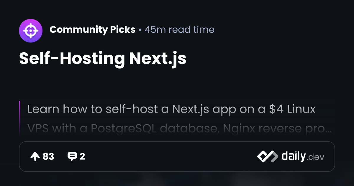 Self Hosting Nextjs Dailydev 0871