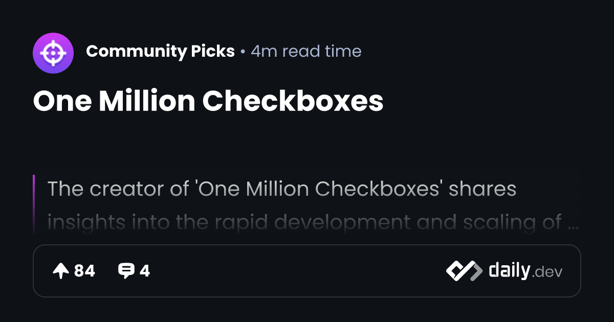 One Million Checkboxes | daily.dev