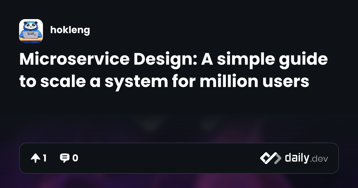 Microservice Design: A simple guide to scale a system for million users ...