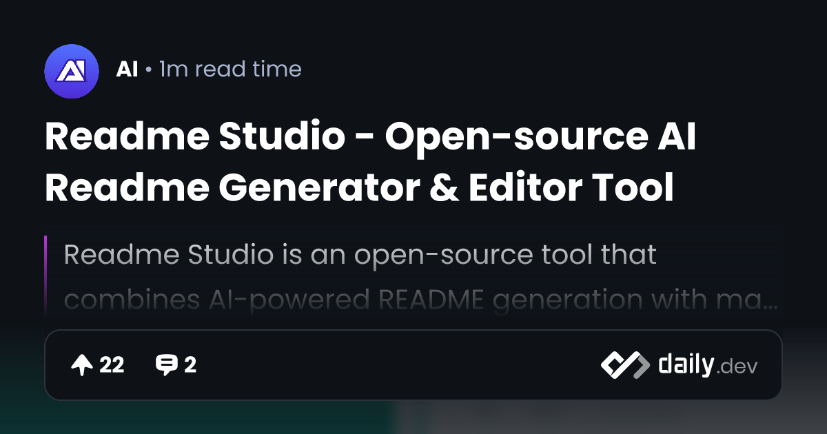 Readme Studio - Open-source AI Readme Generator & Editor...