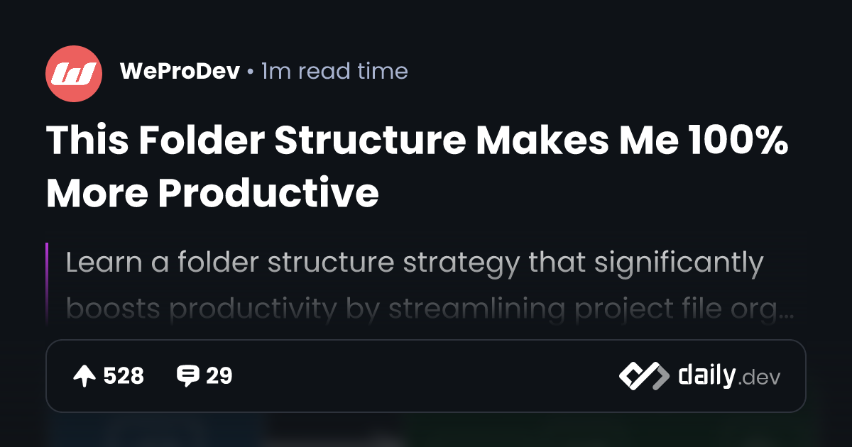 This Folder Structure Makes Me 100% More Productive | daily.dev
