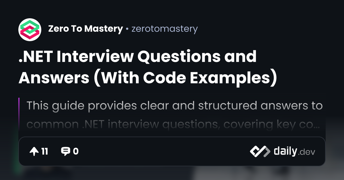 .NET Interview Questions and Answers (With Code Examples)
