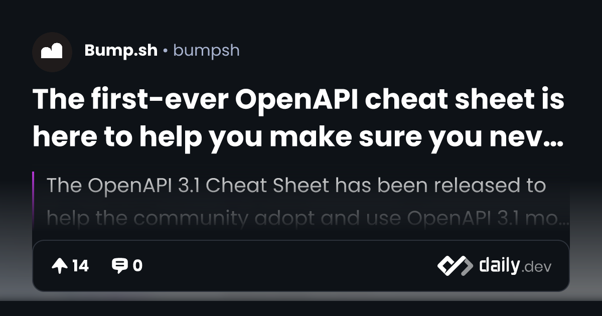 The first-ever OpenAPI cheat sheet is here to help you make sure you ...