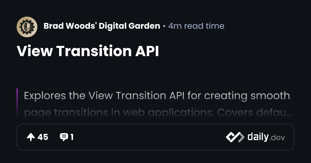 View Transition API | daily.dev