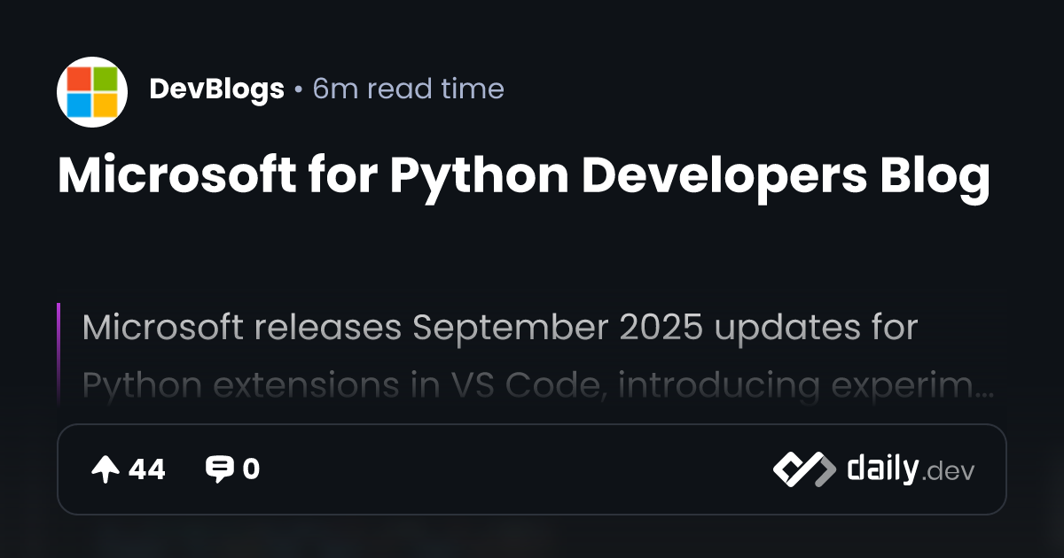Microsoft for Python Developers Blog | daily.dev