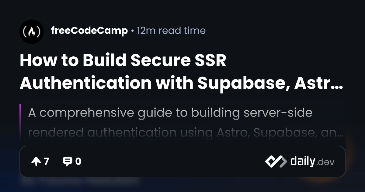 How to Build Secure SSR Authentication with Supabase,...