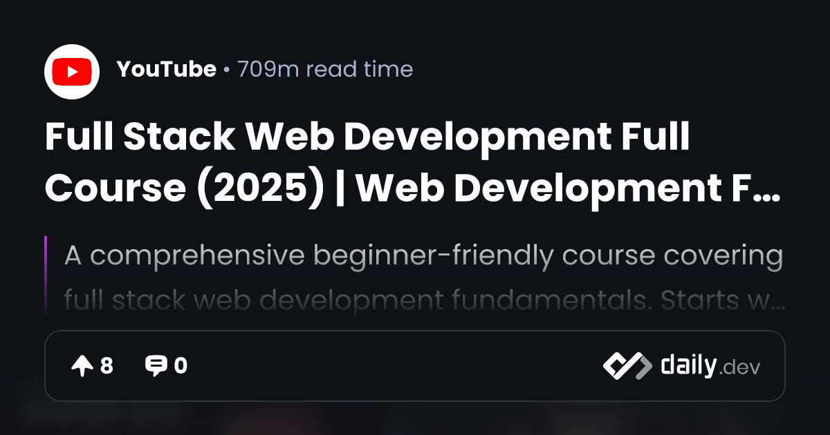 Full Stack Web Development Full Course (2025) | Web Development Full ...