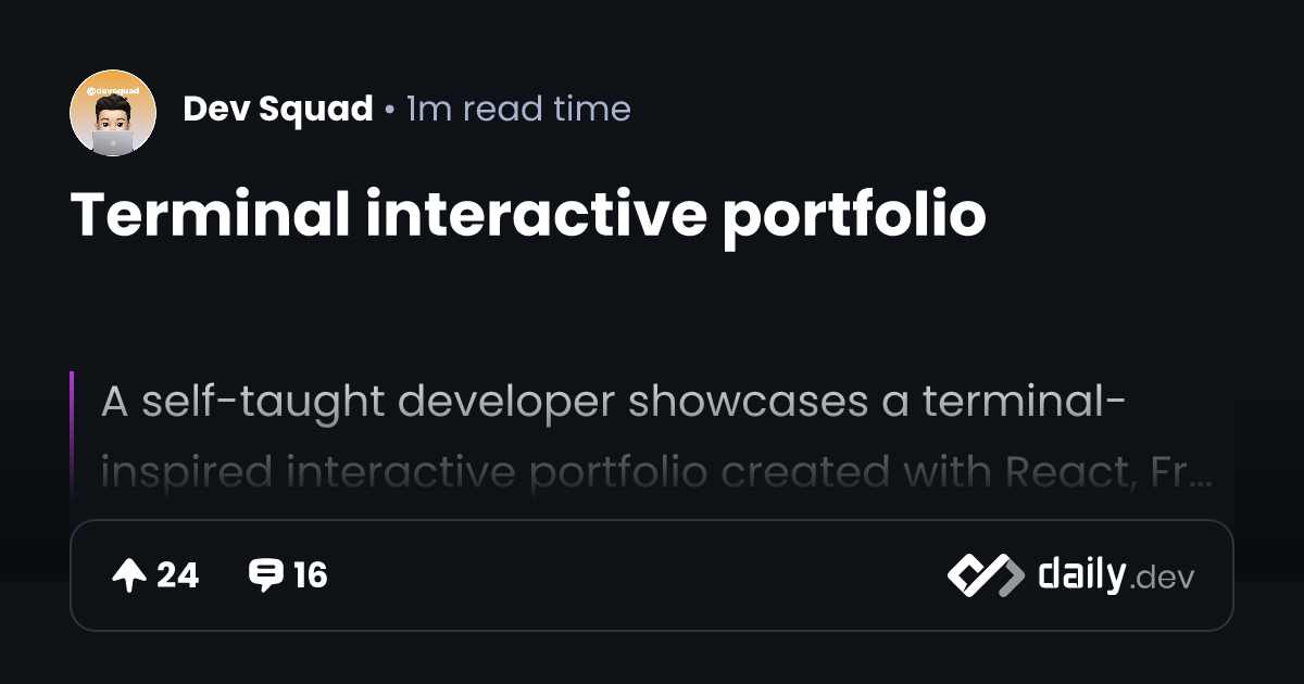 Terminal interactive portfolio | daily.dev