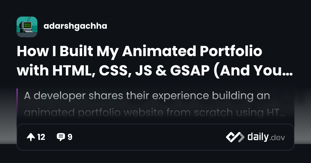 How I Built My Animated Portfolio with HTML, CSS, JS & GSAP (And You ...