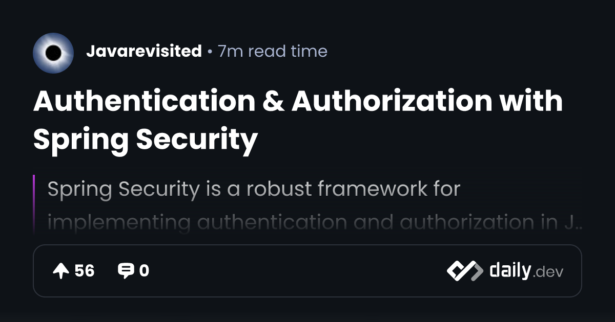 Authentication & Authorization with Spring Security