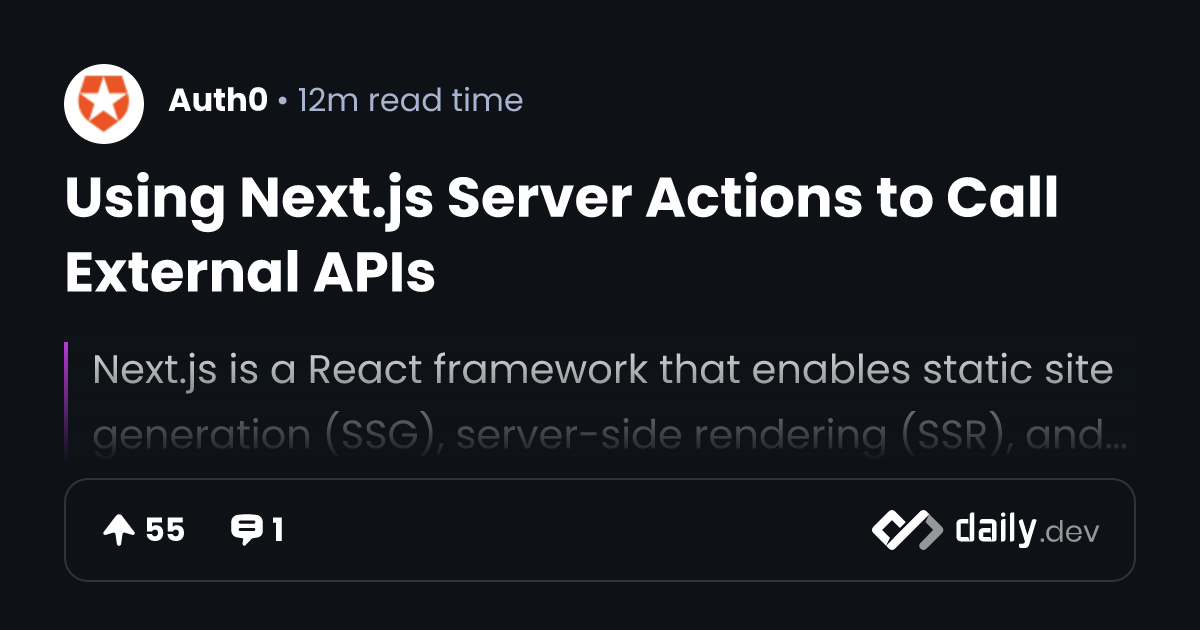 Using Nextjs Server Actions To Call External Apis Dailydev 8619