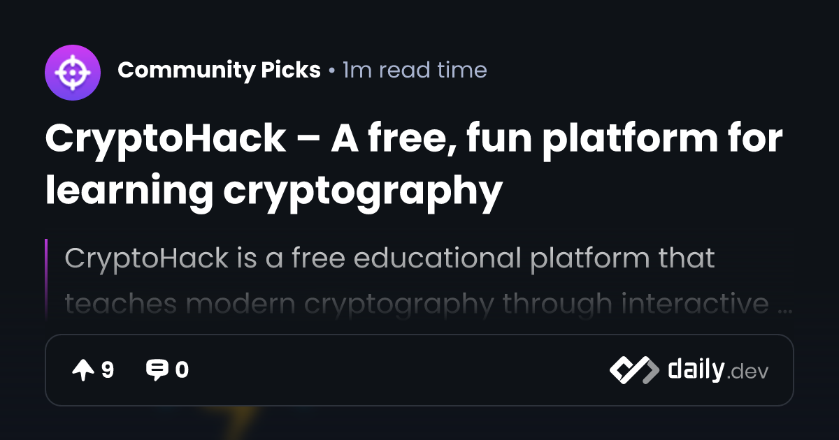 CryptoHack – A free, fun platform for learning cryptography