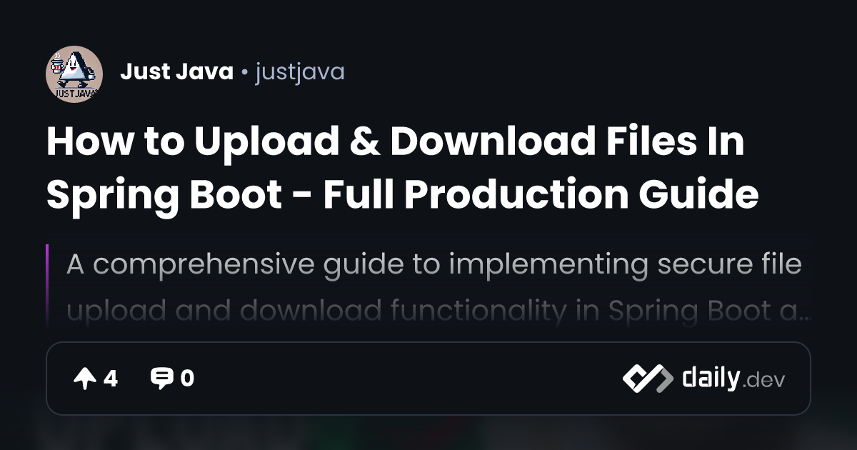 How to Upload & Download Files In Spring Boot - Full Production Guide ...