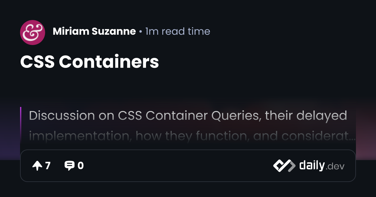 CSS Containers | daily.dev