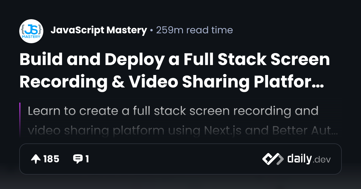 Build and Deploy a Full Stack Screen Recording & Video Sharing Platform ...