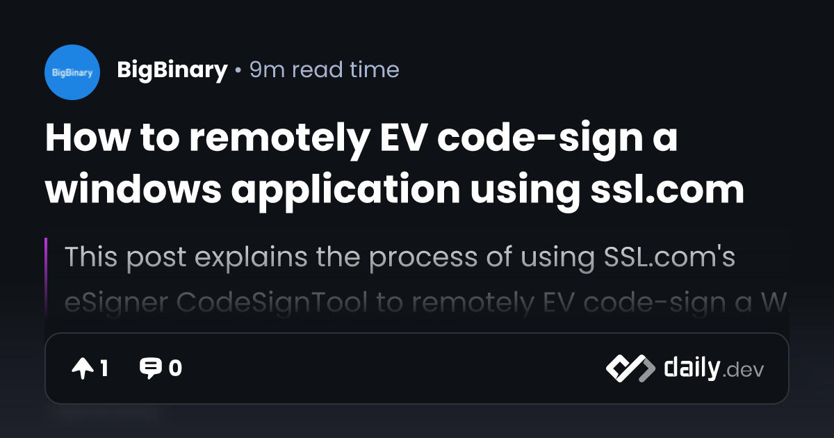 How to remotely EV code-sign a windows application using ssl.com ...
