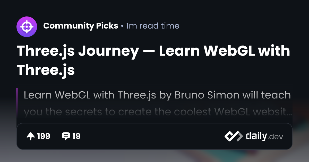 Three Js Journey Learn Webgl With Three Js Daily Dev