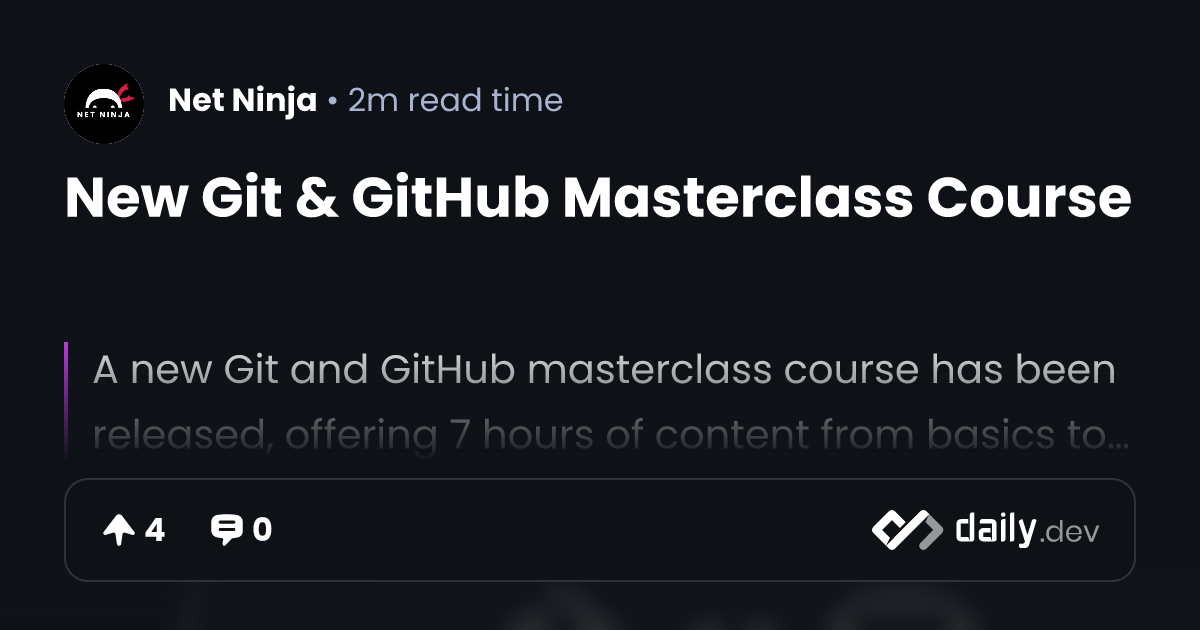 New Git Github Masterclass Course Daily Dev