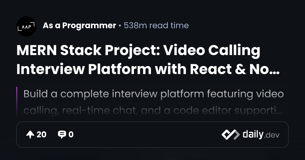 MERN Stack Project: Video Calling Interview Platform with React & Node ...