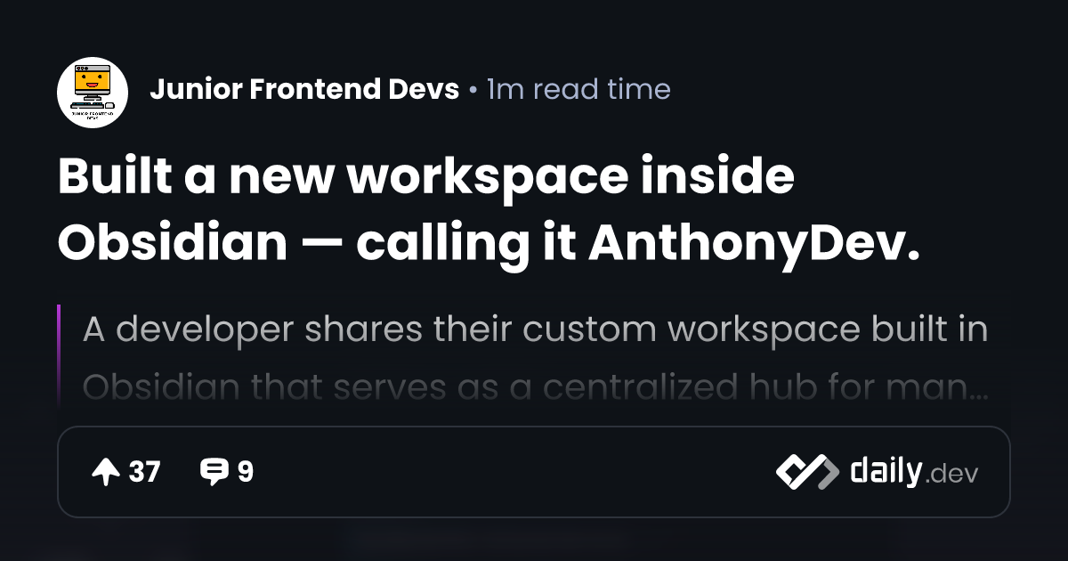 Built a new workspace inside Obsidian — calling it...