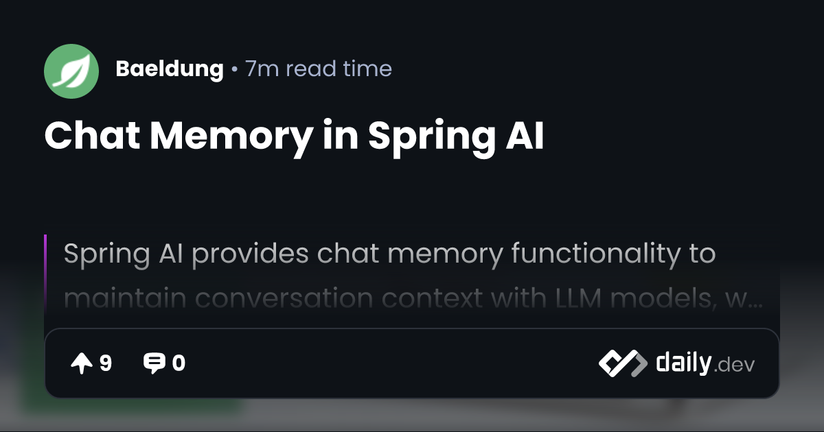 Chat Memory in Spring AI | daily.dev