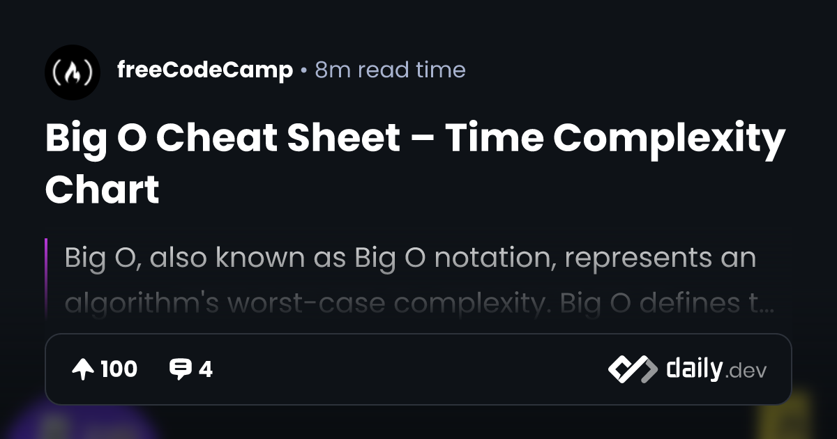 Big O Cheat Sheet – Time Complexity Chart | daily.dev