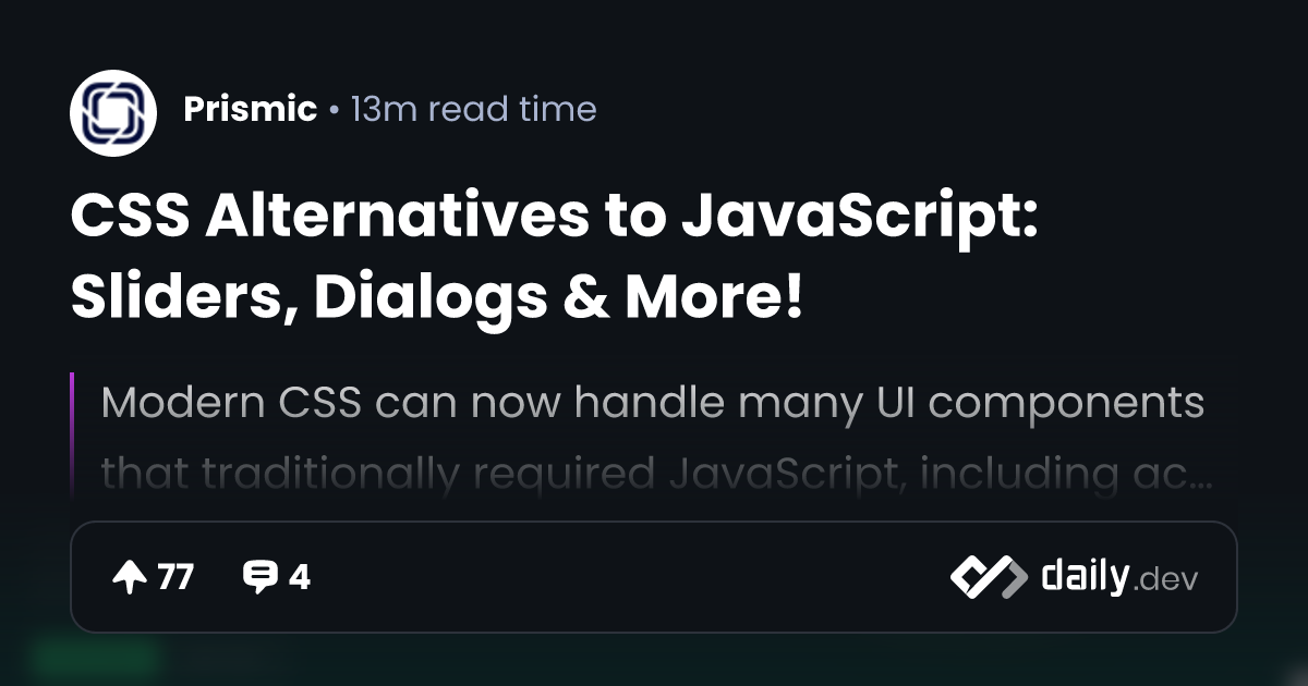 CSS Alternatives to JavaScript: Sliders, Dialogs & More!